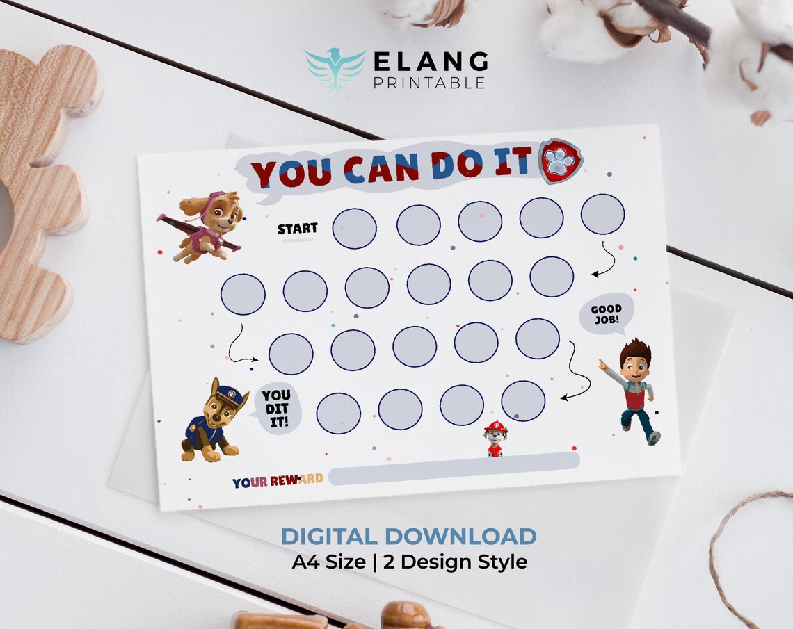 Paw Patrol Reward Chart Instant Download Reward Chart | Etsy