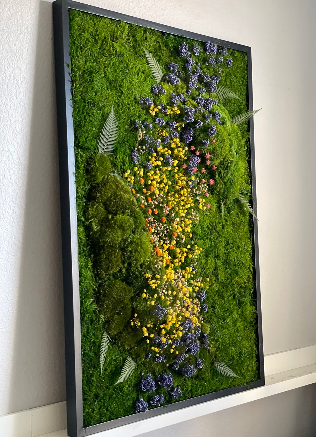 Moss Wall Art | Wildflower Field | Preserved Moss | 35x24 | Home Decor ...