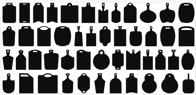 Bundle of 48x Cutting Board Pattern Templates SVG / DXF, Ai, Vectric ...