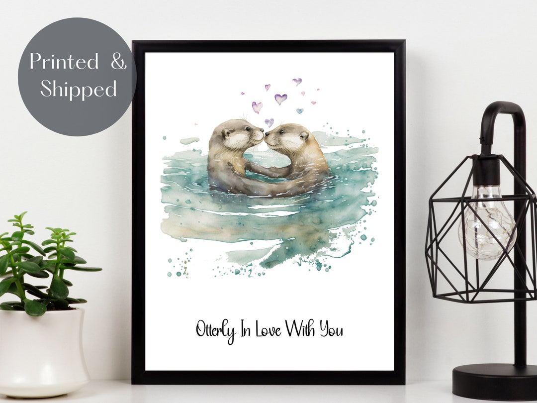 OTTER ART PRINT, Otters in Love Art, British Wildlife Picture, I ...