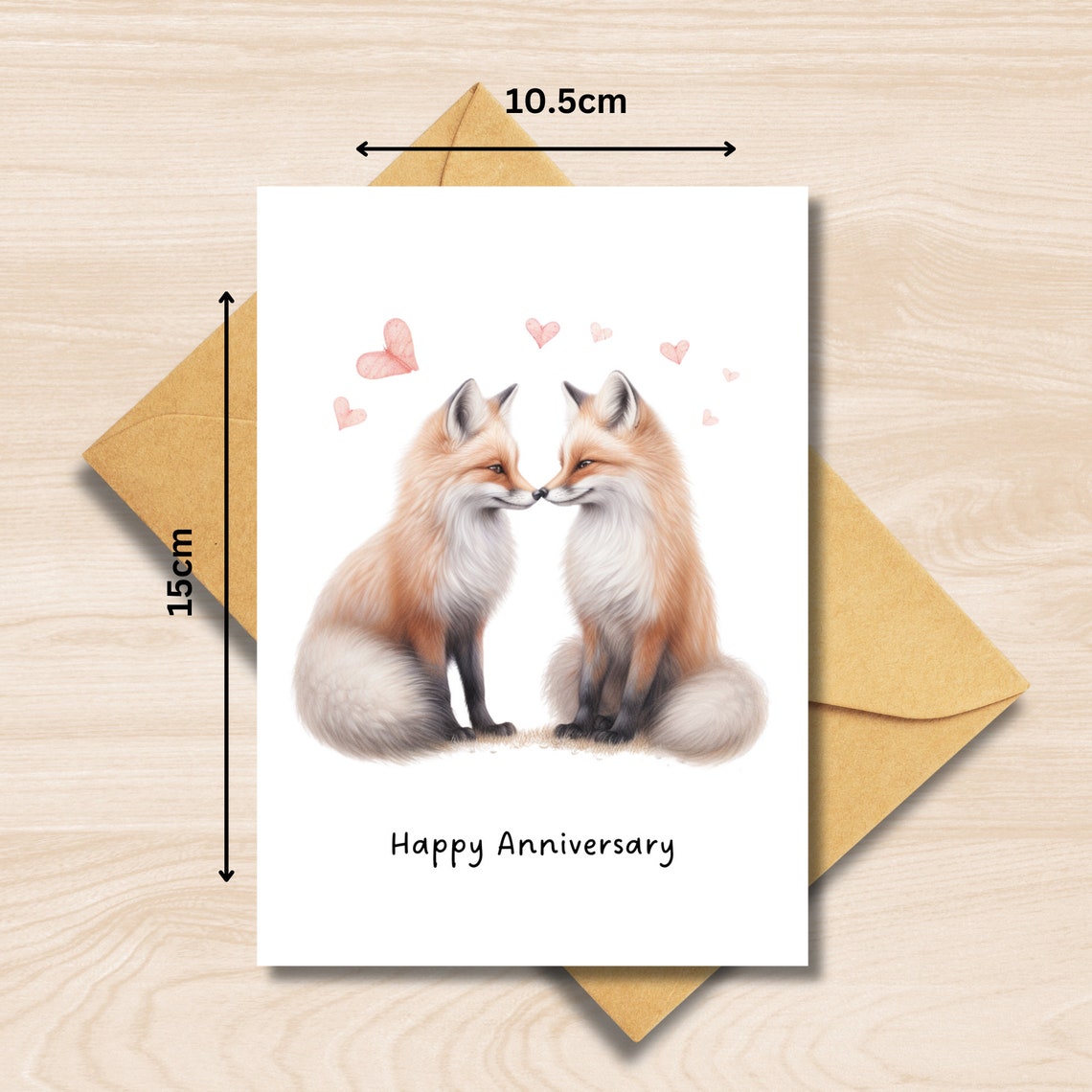 Fox Anniversary Card, Two Foxes in Love, Romantic Whimsical Animal ...