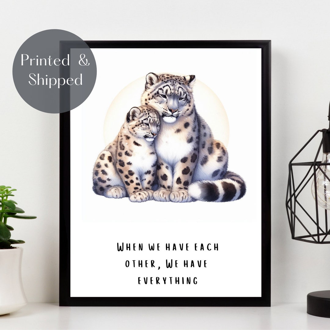 SNOW LEOPARD FAMILY Print, Hugging Snow Leopards Print, Animal Wall Art ...