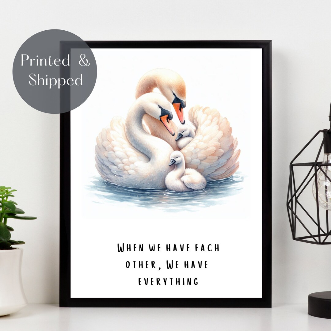 SWAN FAMILY PRINT, White Swan Print, Animal Wall Art, Wildlife Picture ...