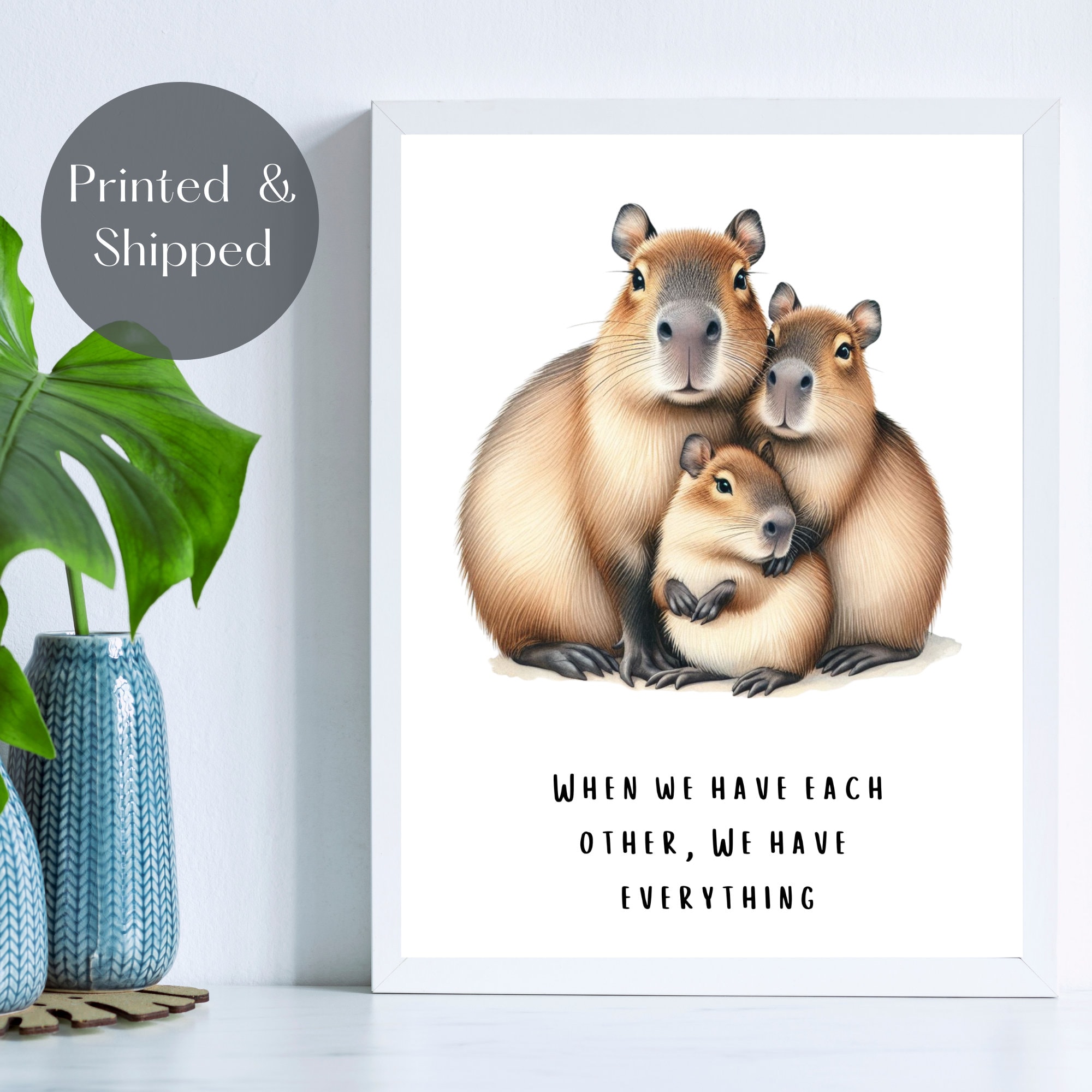 CAPYBARA FAMILY PRINT, Hugging Capybaras Wall Art, Wildlife Picture ...