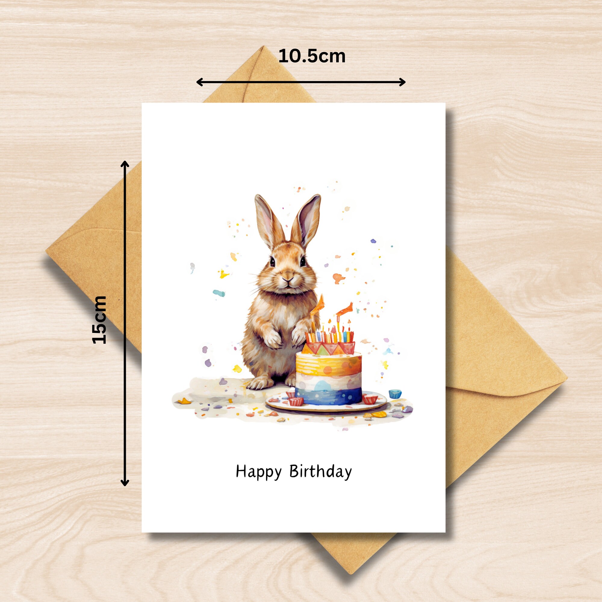 Bunny Rabbit Birthday Card, A6 Greetings Card for Animal Lovers, Cute ...