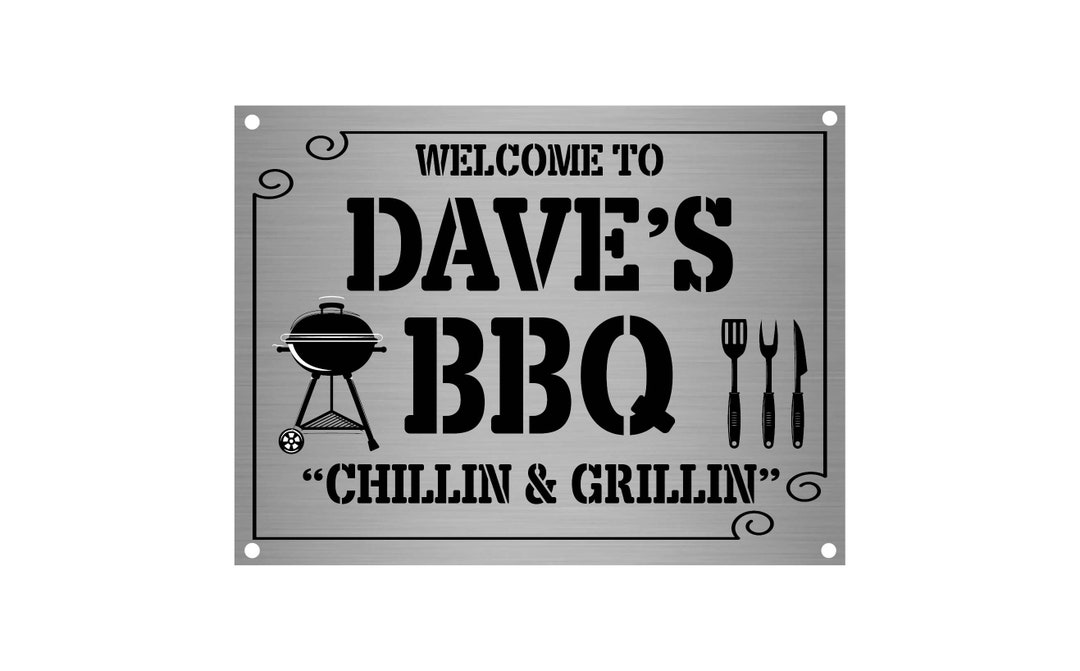 Personalised BBQ Sign | Metal Plaque for Home, Bar, Garden | A5 Size ...