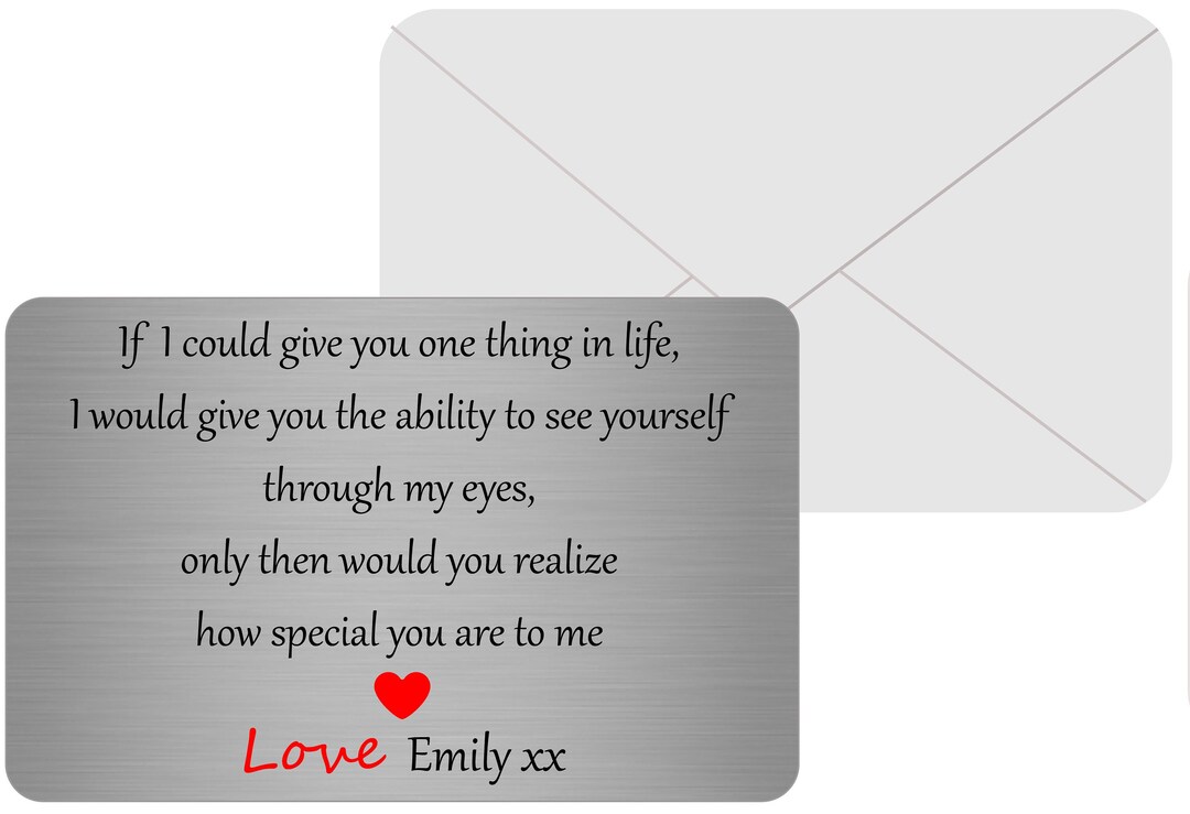 Personalised Sentimental Metal Wallet Card Boyfriend/girlfriend ...