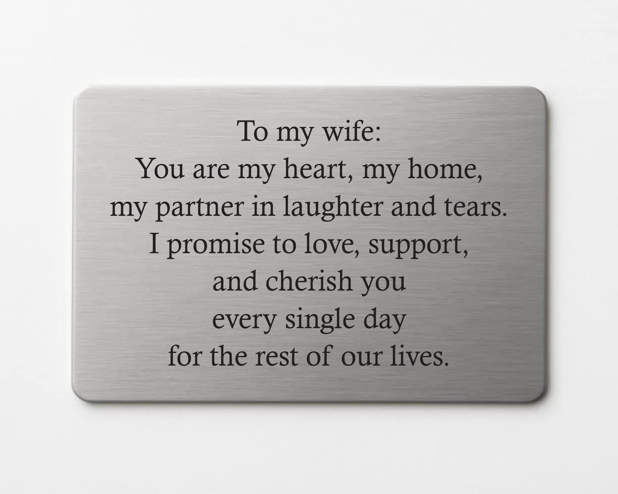 Aluminium Wallet Card for Wife – Custom Engraved Credit Card Size ...