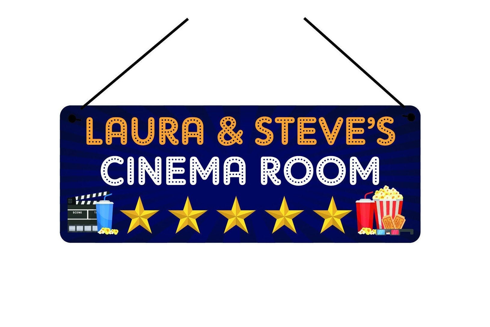 Personalised Hanging Cinema Movie Sign 20 X 7.5 Cm - Etsy UK