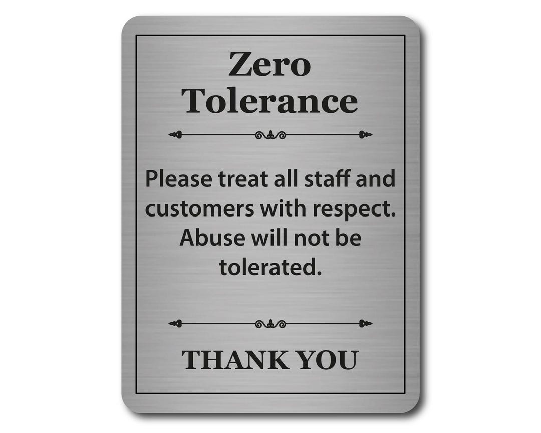 Respect Staff & Customers Sign 20 X 15 Cm | Brushed Silver Aluminium ...