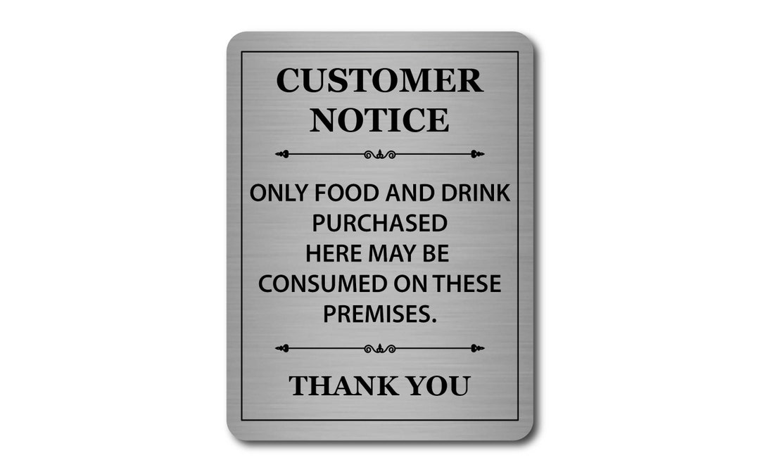 Brushed Aluminium A5 Sign: Only Food & Drink Purchased Here - UK Made ...