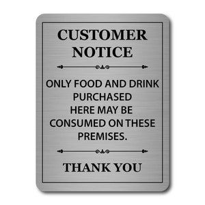 Brushed Aluminium A5 Sign: Only Food & Drink Purchased Here - UK Made ...