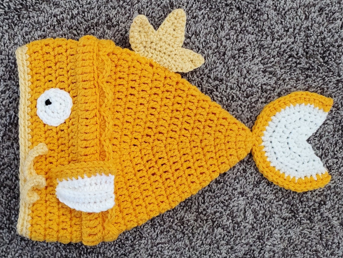 CROCHET PATTERN - Little Useless Fish Slouchy Hat - Magikarp Hat ...