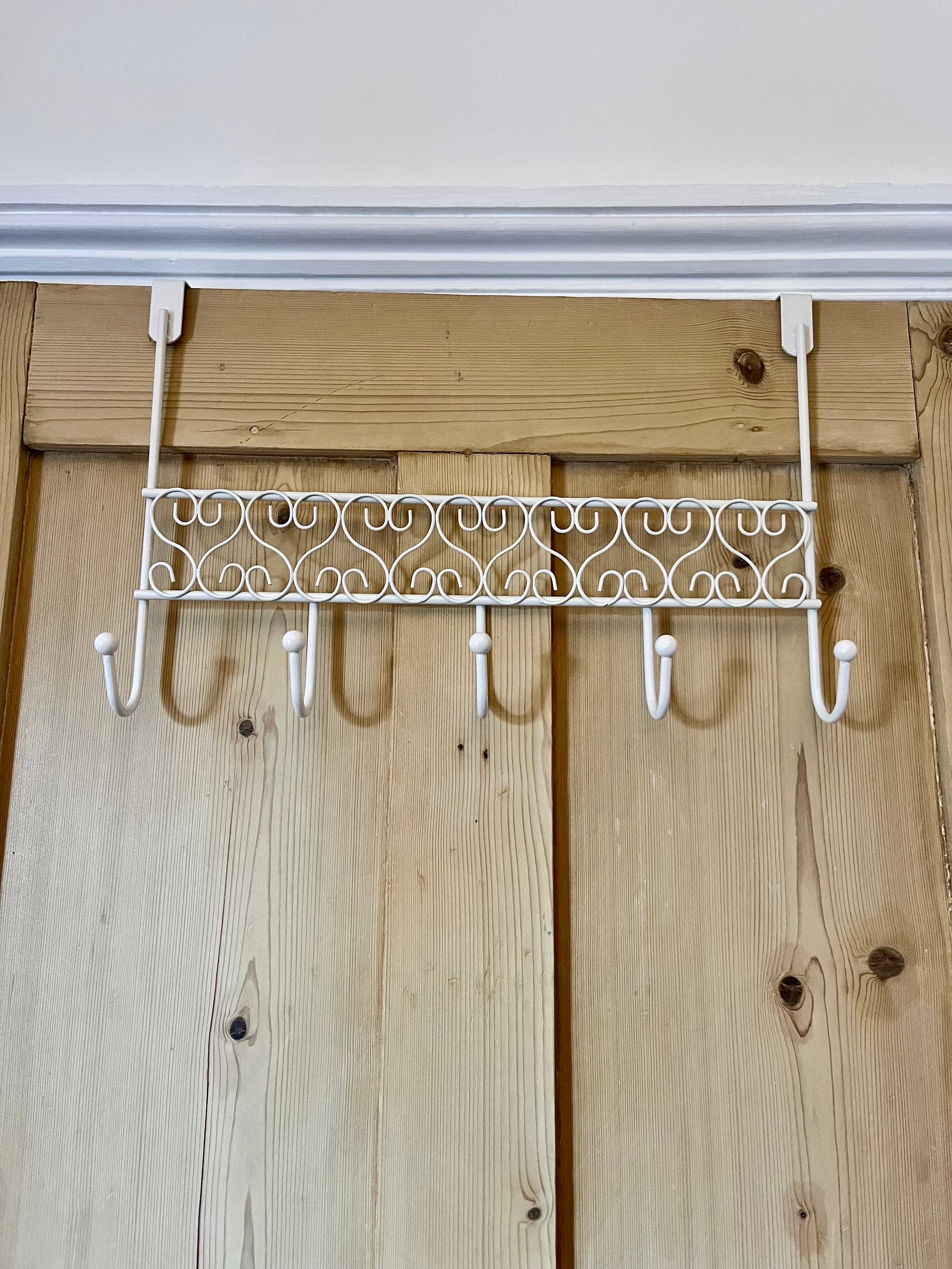 Lovely Rustic Shabby Chic Cottage Heart White Metal Wire Over Door Coat ...
