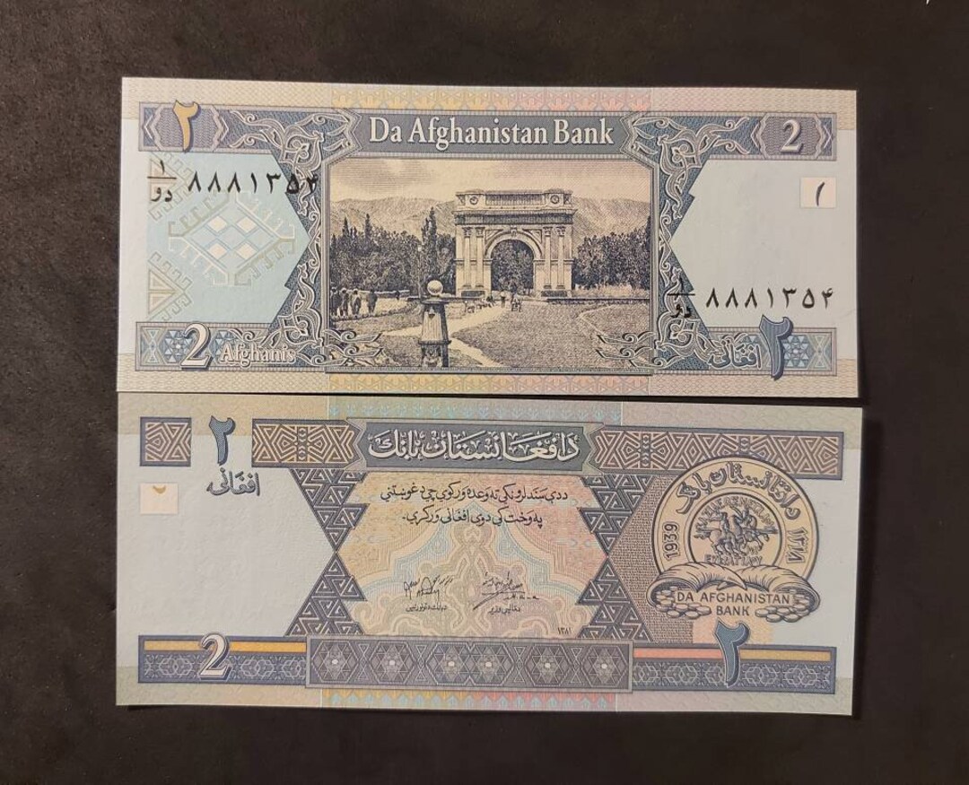 Afghanistan 2 Afghanis Banknote 2002 P-65a UNCIRCULATED Features the ...