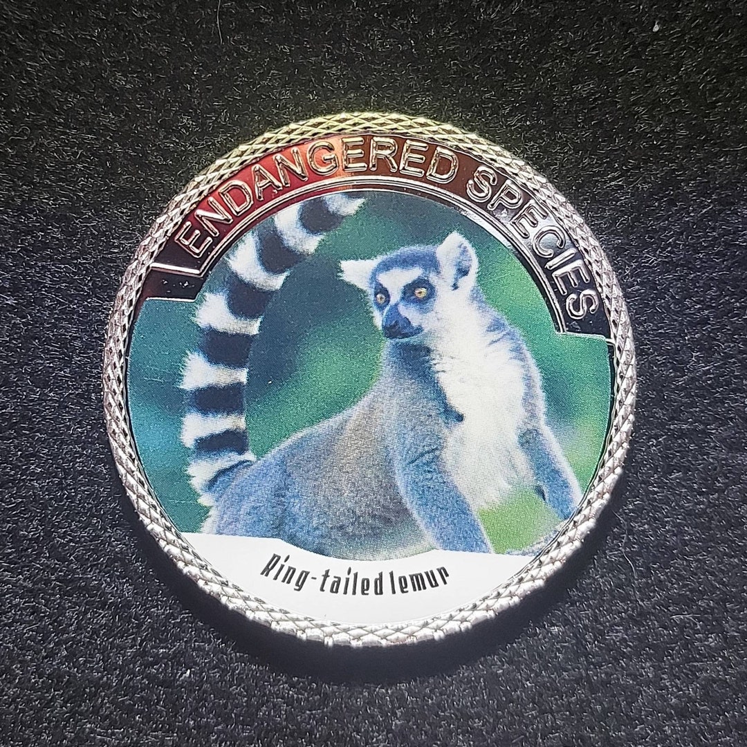 Silver Plated Coin RING-TAILED LEMUR Endangered Species Series Great ...