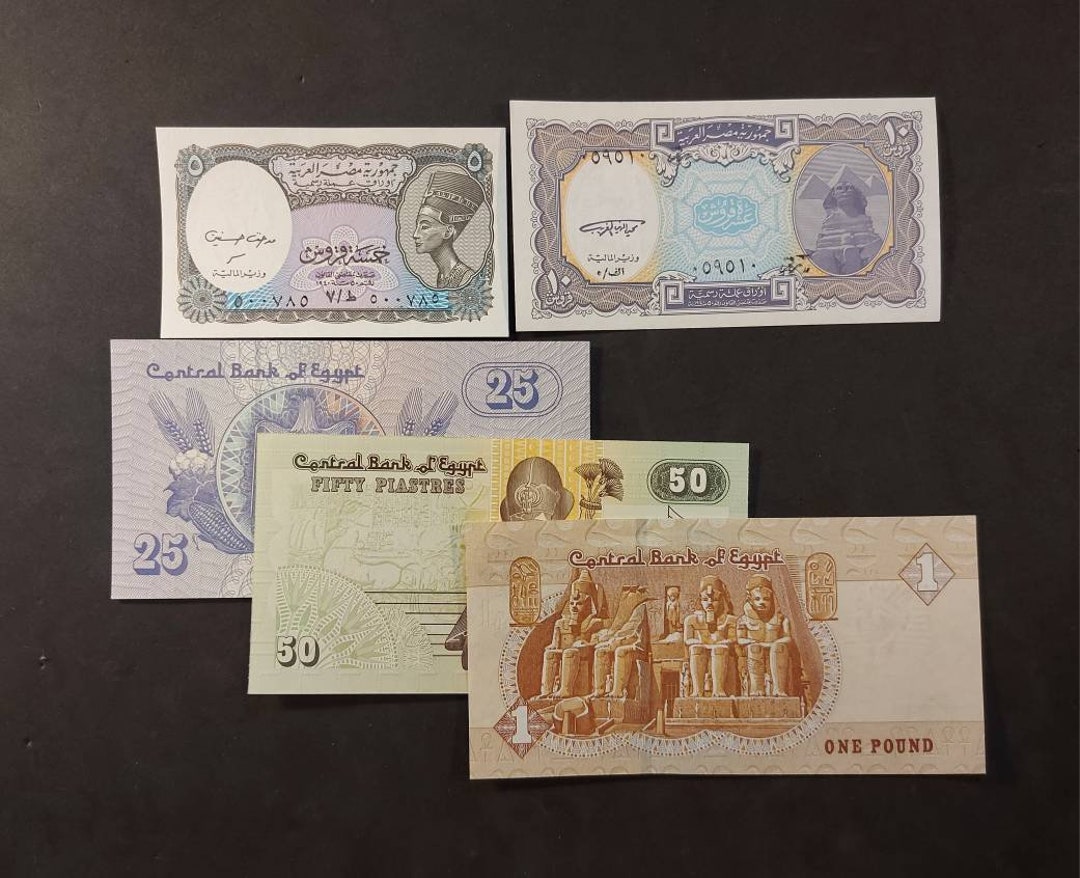 EGYPT 5 Banknote Set 5 Piastres to 1 Pound Banknote All UNCIRCULATED ...