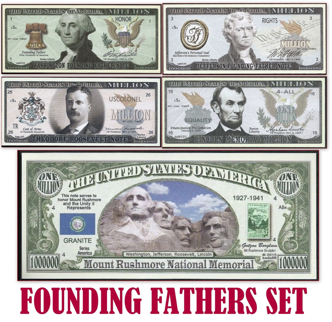 FOUNDING FATHERS Set of 5 Fantasy Notes, Includes BONUS Note ~ Mount ...