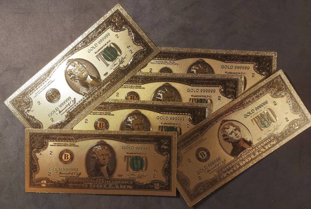 1976 USA 2 Dollar Note ~ .9999 GOLD FOIL Note; Beautiful Collector ...