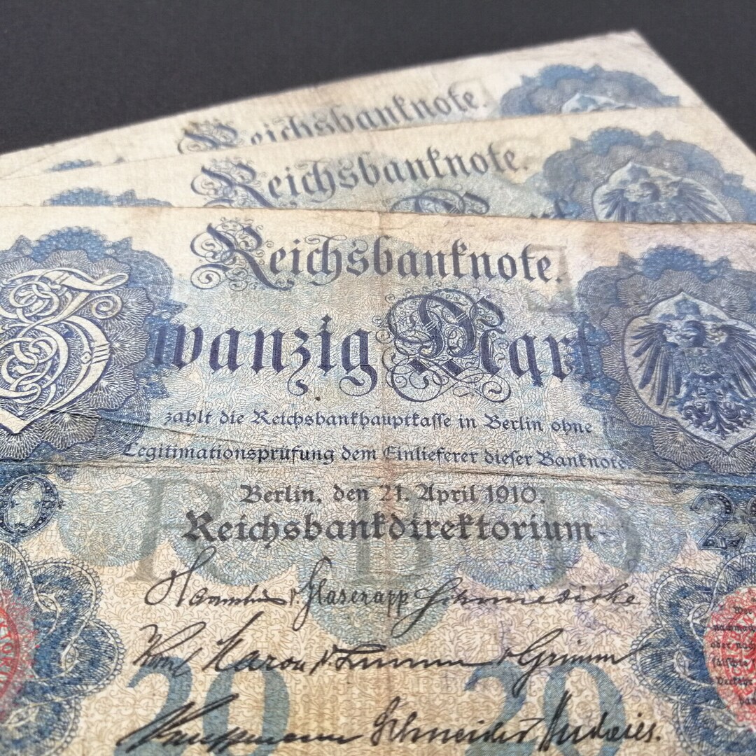 GERMANY 20 Mark Banknote P-40b From 1910, Very Good to Fine, Eagle ...