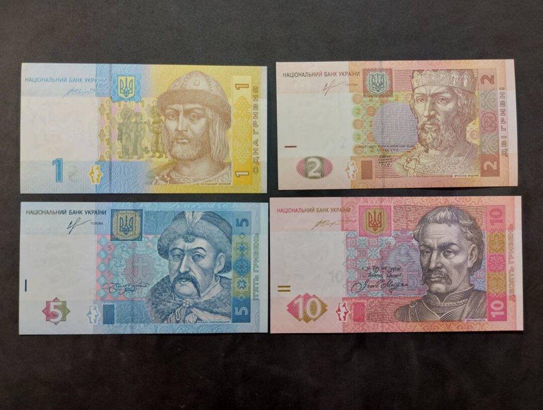 UKRAINE SET 4 Notes 1 to 10 Hryven Banknotes P-116 to P 119 ...