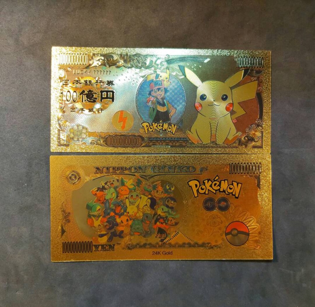 PIKACHU From Pokemon Series .9999 GOLD 10000 Yen Note Great - Etsy