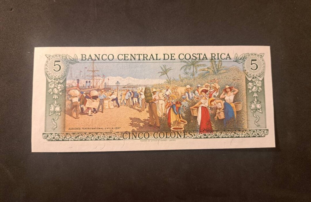 Costa Rica 5 Colones Banknote; P-236e; UNCIRCULATED From 1992 ...