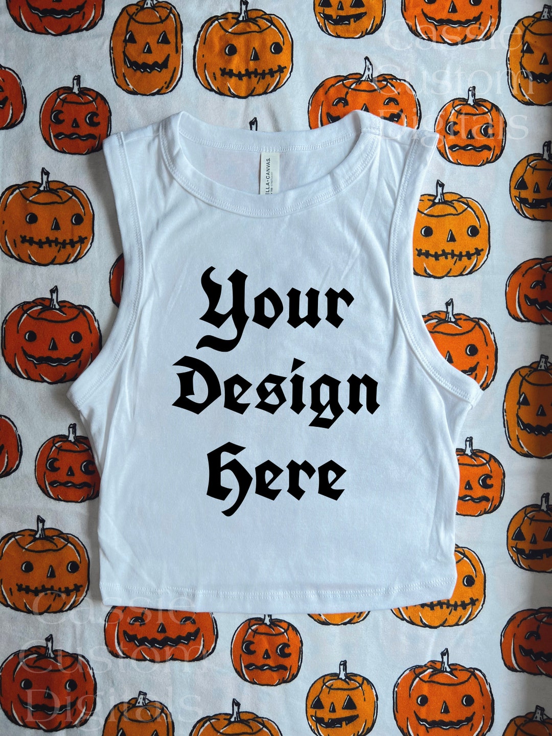 White Bella Canvas 1013 Halloween Mockup Tank Top Trendy Mock up Crop ...