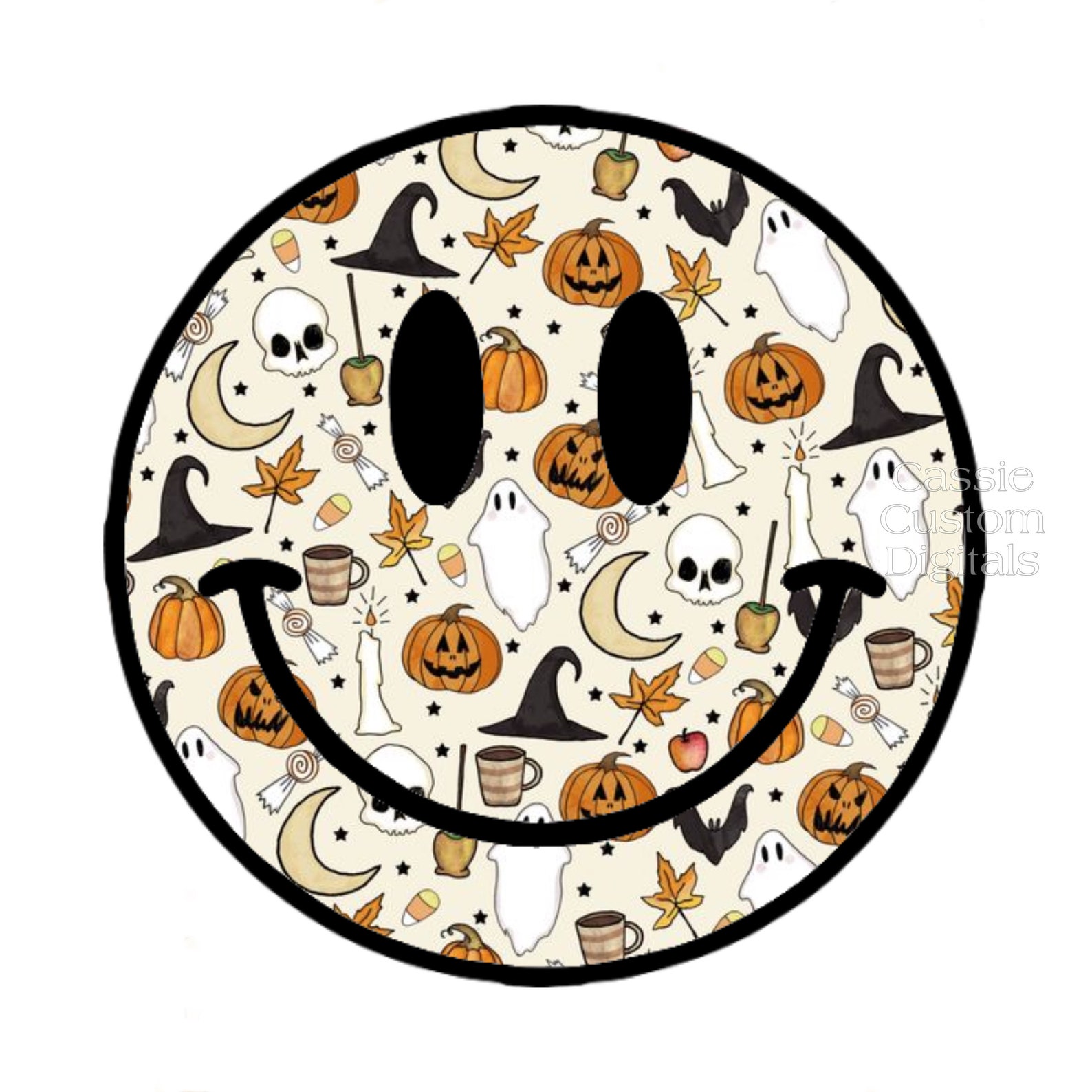 Halloween Smiley Face PNG, Ghosts & Pumpkins (digital Download) - Etsy