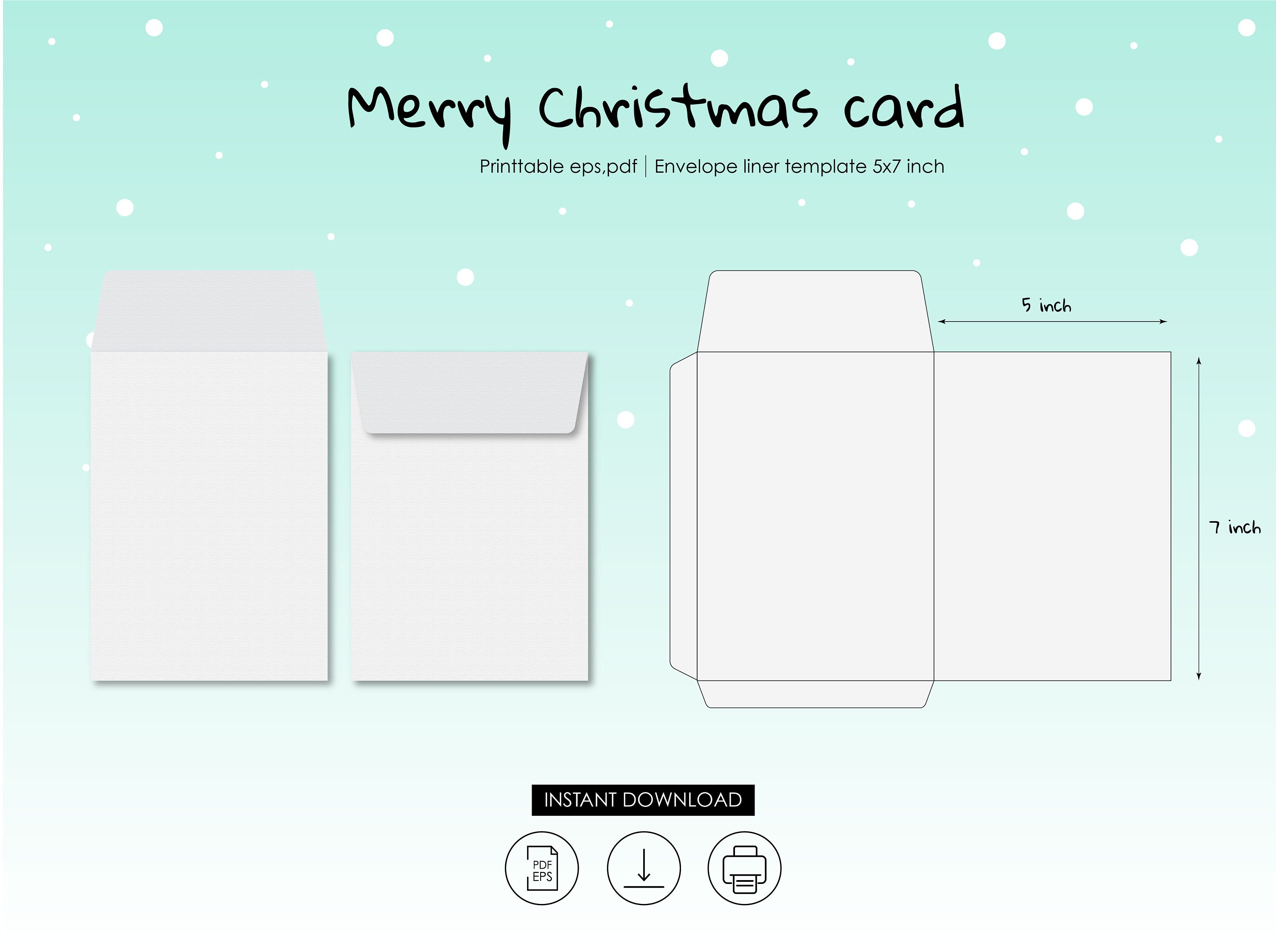 Merry Christmas Card and Envelope Liner Template Size - Etsy