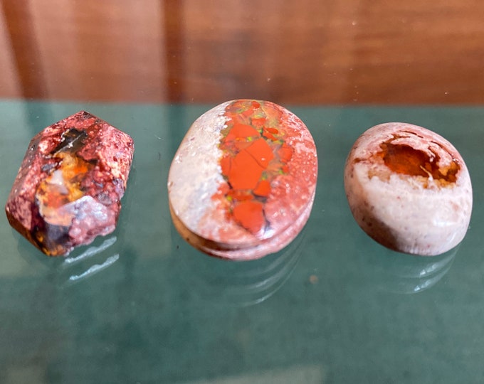 3 Boulder Opal Designer Cabs - One Large Fire Opal Cab With Groove and ...