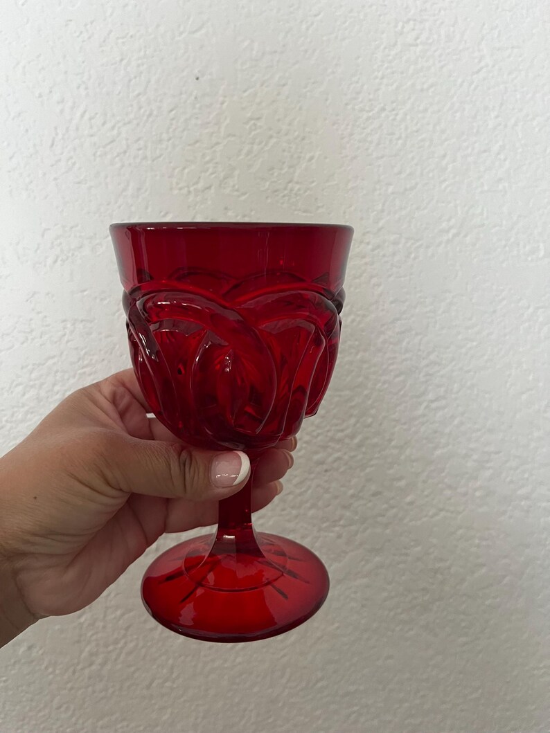 Vintage 1950's Anchor Hocking Emerald Green Glass Goblet and Vintage ...