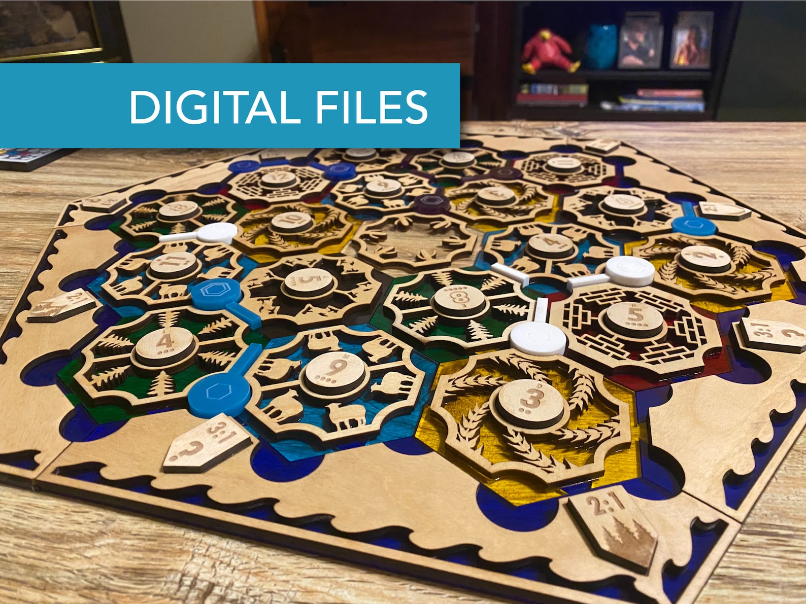 Catan-inspired Boardgame - Laser Template & Glowforge File Download ...