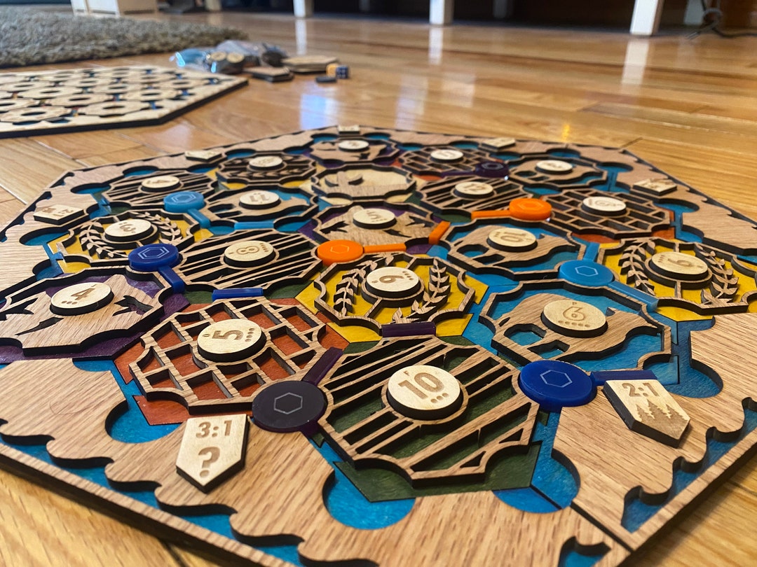 Custom Wood Settlers of Catan Board Game and Box With Custom Engraving ...