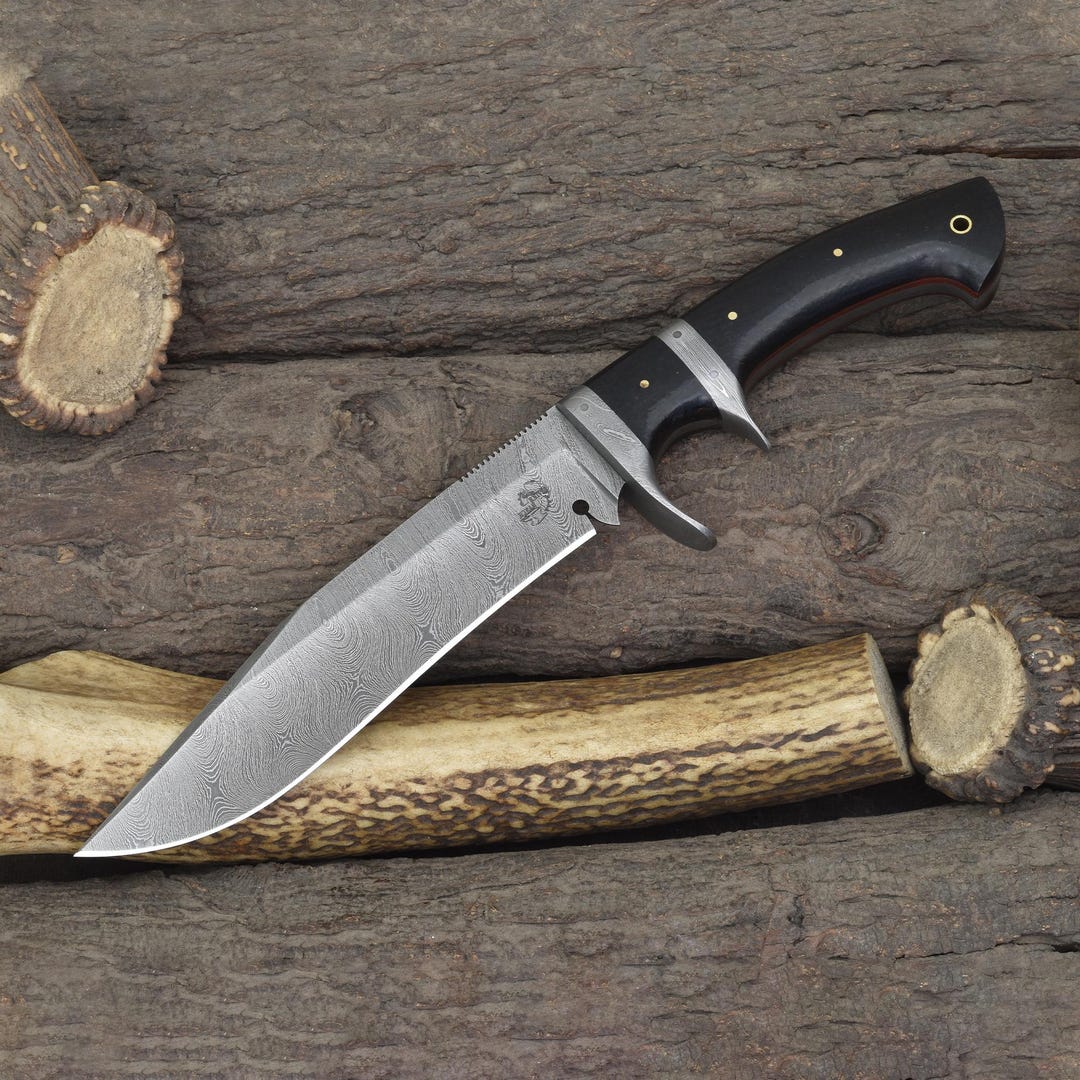 Knives Ranch 13" Damascus Sub Hilt Knife – Burlap Micarta, Leather ...