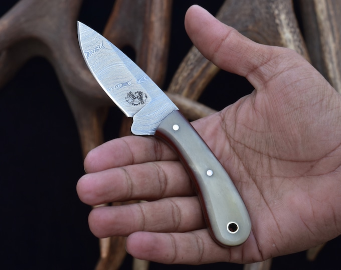 Vintage Damascus Steel Hand Made White Hunter Style Ketchup Mustard ...