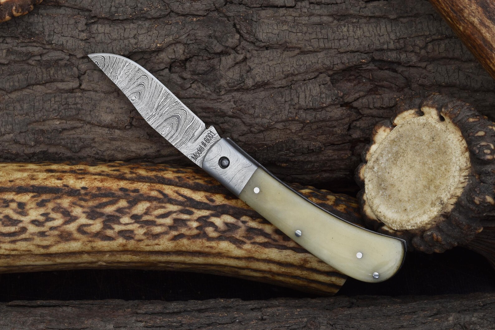 Knives Ranch Classic Clipped Point Pocket Knife - Slip Joint - Damascus ...