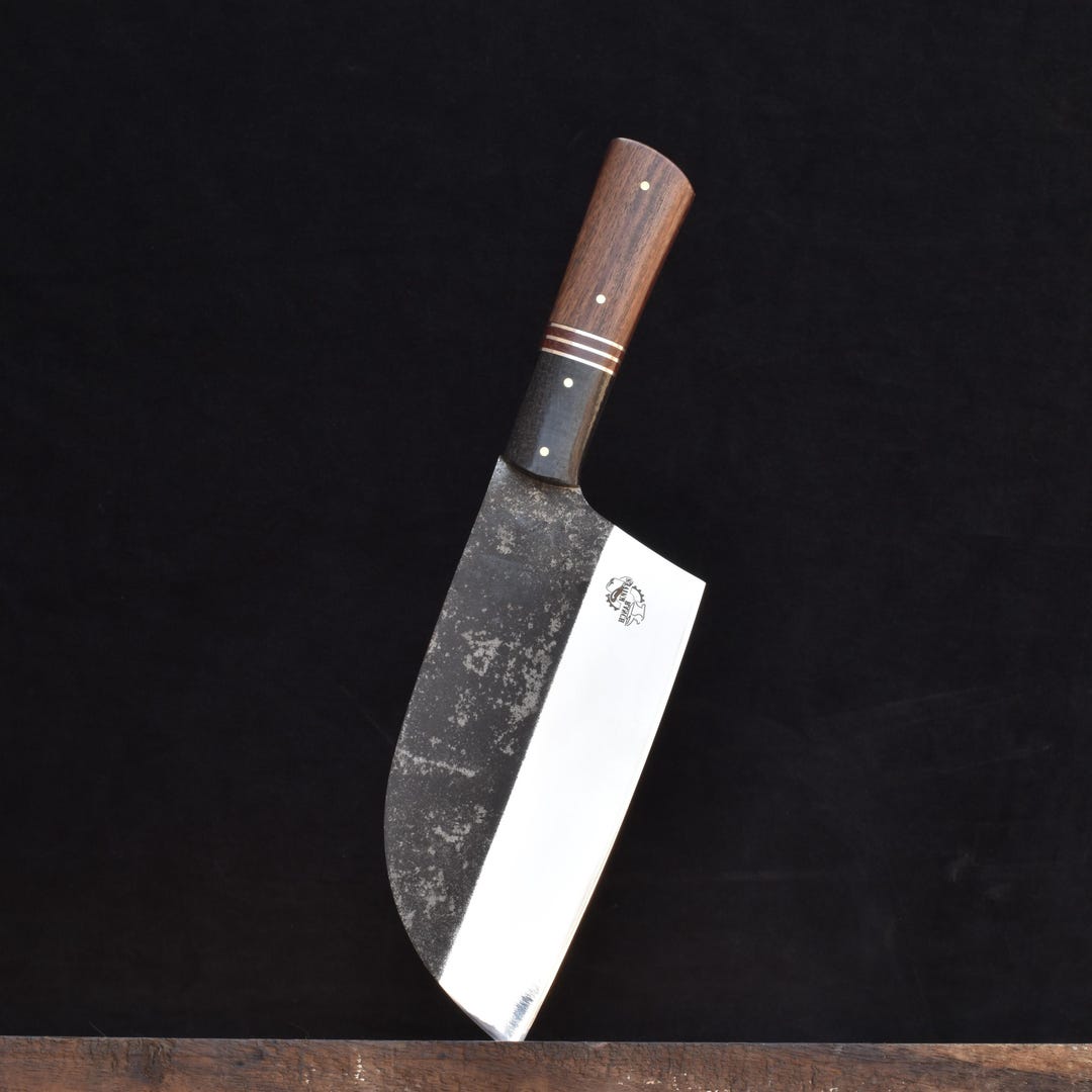 Handmade Serbian Chef Knife Cleaver: Forged Blade, Rosewood Handle ...