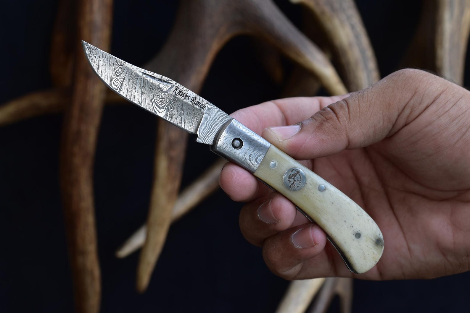 Knives Ranch Classic Clipped Point Pocket Knife - Slip Joint - Damascus ...