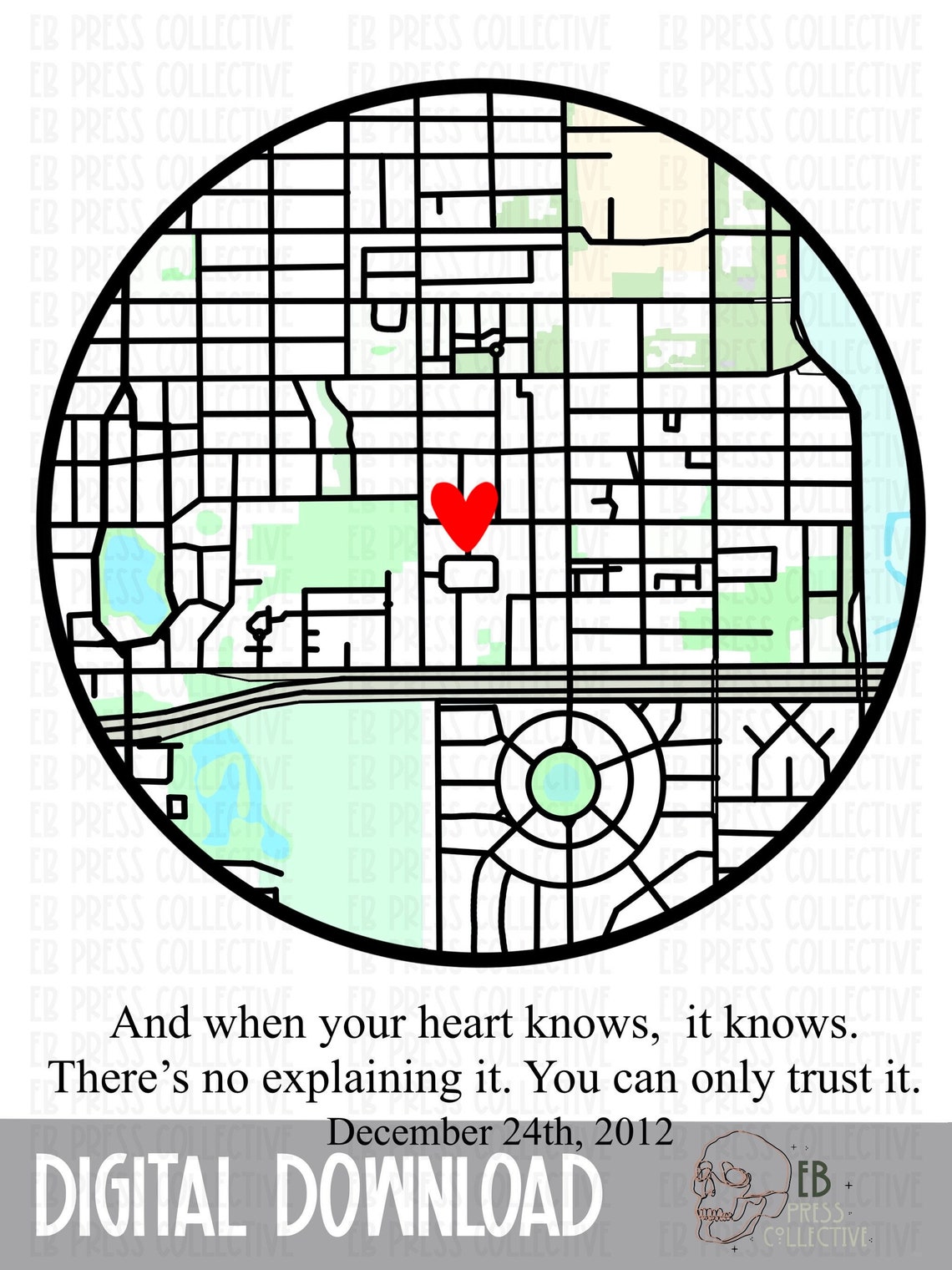 Minimalist Digital Map Drawing, Custom Map - Etsy