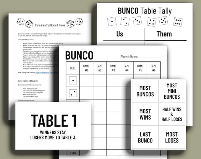 20 Person BASIC Bunco Starter Kit You Choose the Colors You Choose If ...