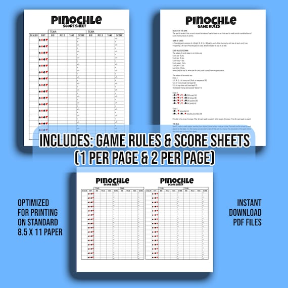 Pinochle Rules Sheet