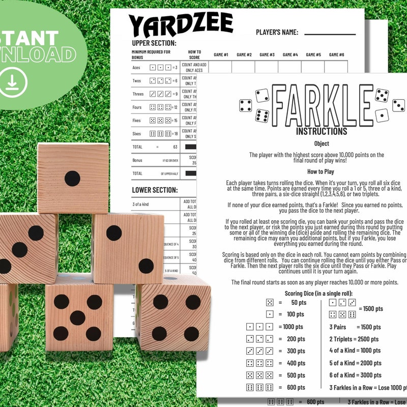 Yardzee Rules - Etsy