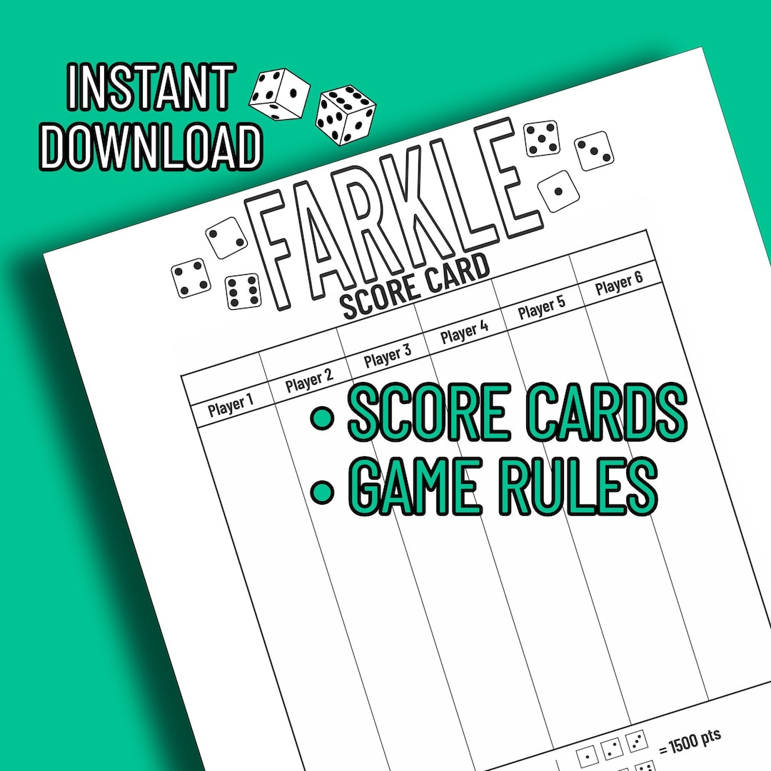 Printable FARKLE/LAWN FARKLE Score Card & Instructions | Digital File - Etsy