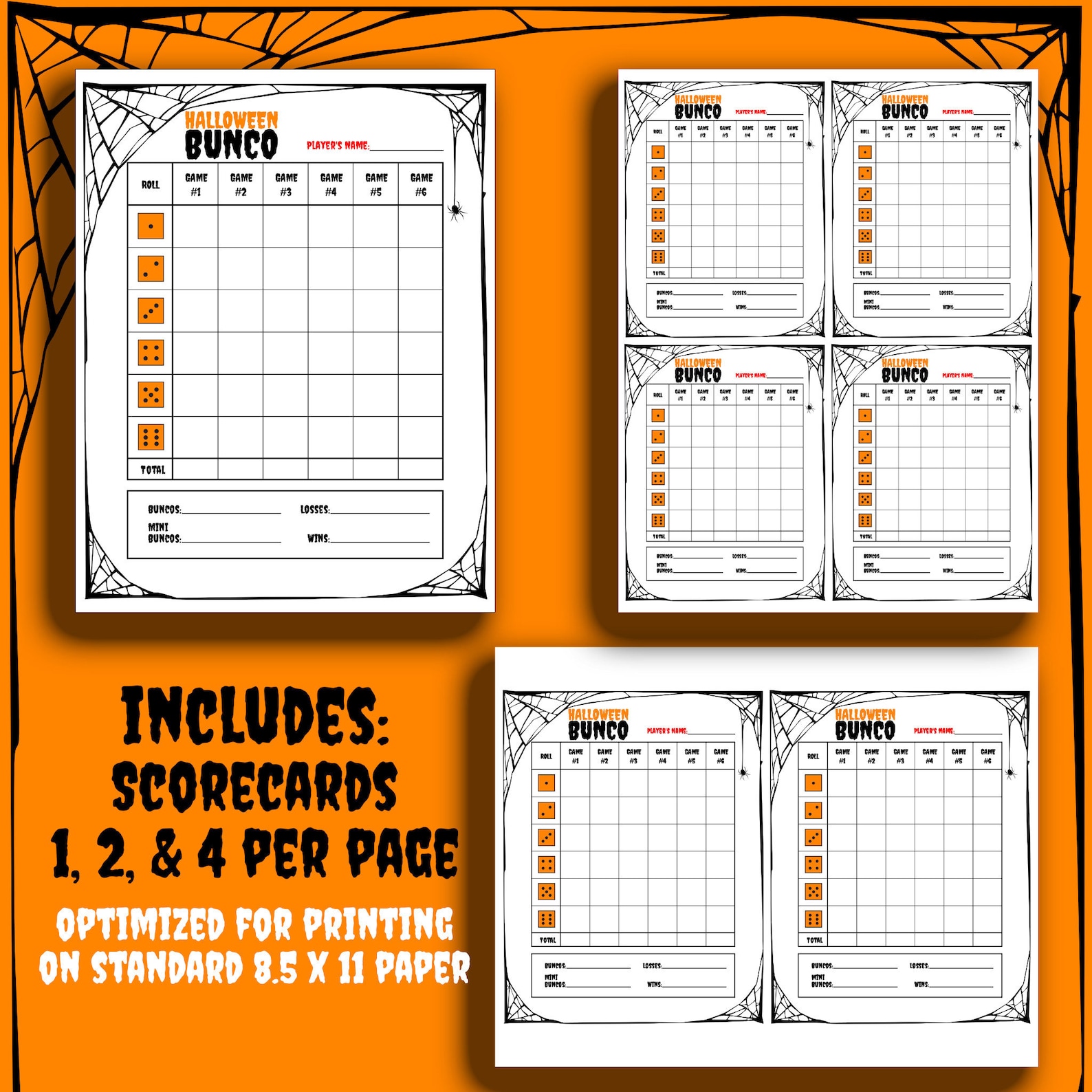 Halloween BUNCO Printable Bundle | Score Cards - Tally Sheets - Table ...