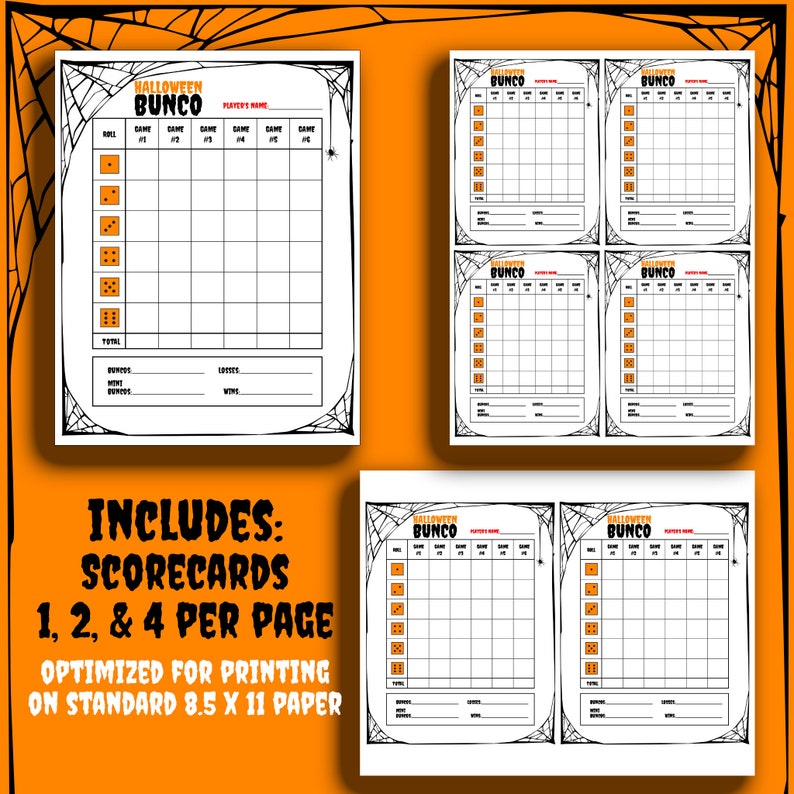 Halloween BUNCO Printable Bundle | Score Cards - Tally Sheets - Table ...