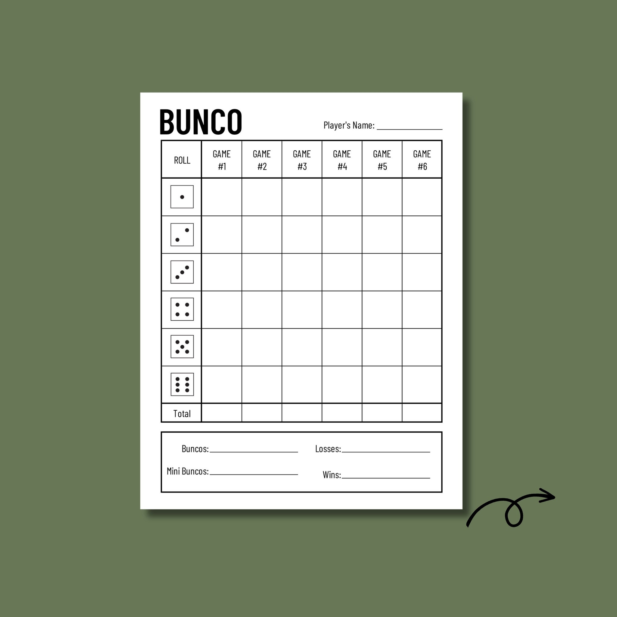 Printable BUNCO Score Card + Tally Sheet + Instructions/rules | Perfect ...