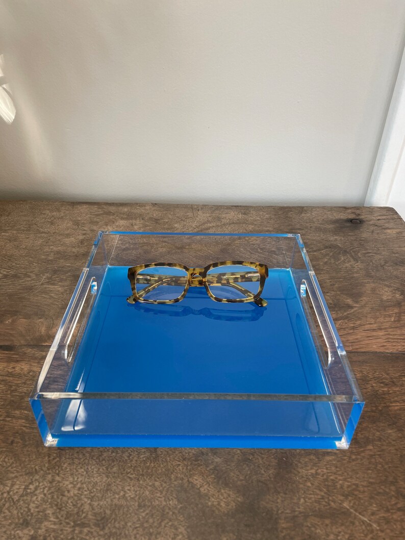 Neon Blue Acrylic Tray With Handles - Etsy