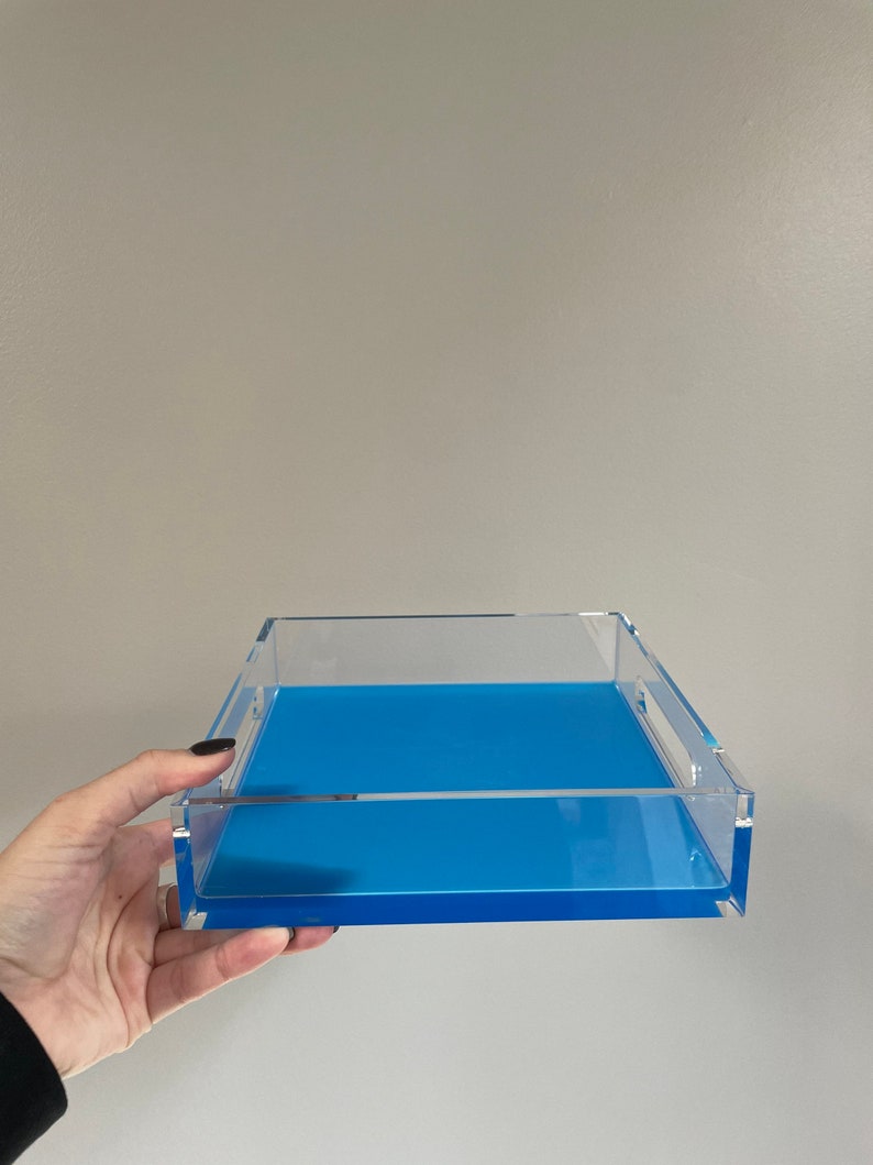 Neon Blue Acrylic Tray With Handles - Etsy