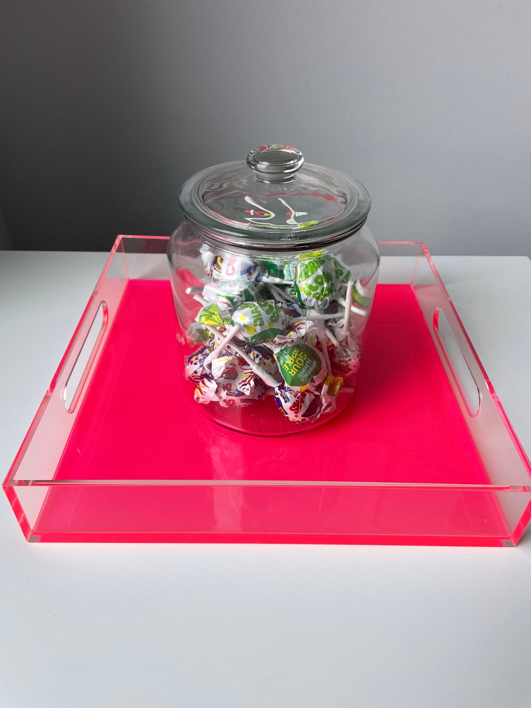 Neon Pink Acrylic Tray With Handles - Etsy